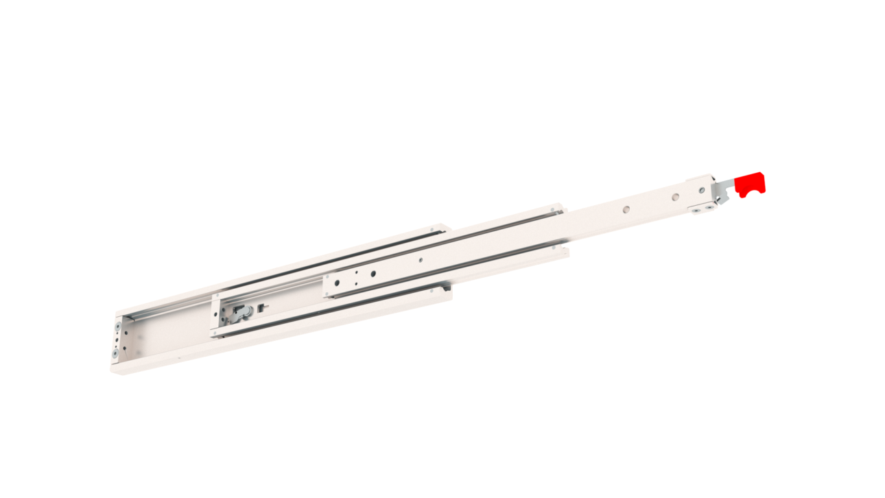 Non-corrosive, locking drawer slide with full extension